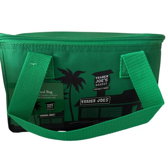 Trader Joe'S | Kitchen | New Trader Joes Green Insulated Lunch Bag Tote With Zipper Closure ...
